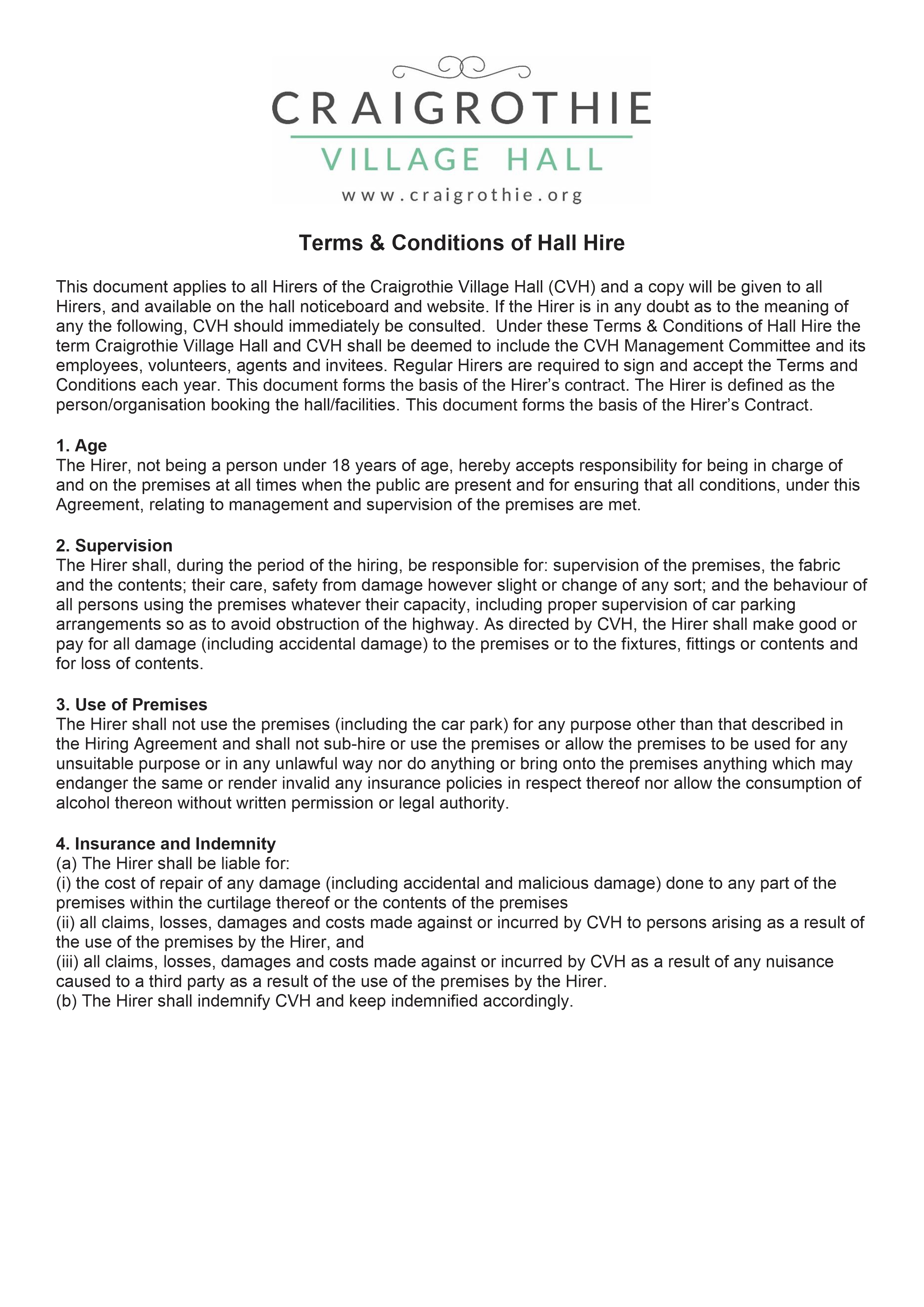 Hiring – Craigrothie Hall